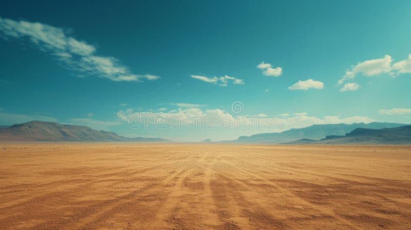 A Barren Desert Landscape Under a Vast, Empty Sky. Stock Photo - Image ...