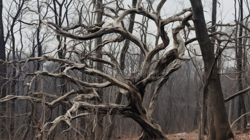 Barren dying tree stock image. Image of peeling, withered - 336051825