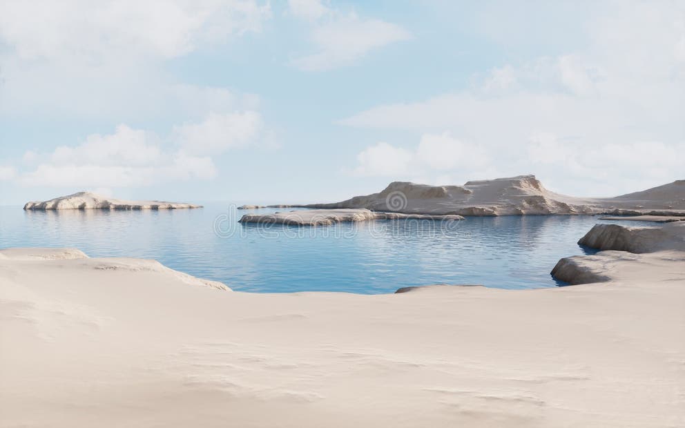 Barren Land and Lakes, 3d Rendering Stock Illustration - Illustration ...