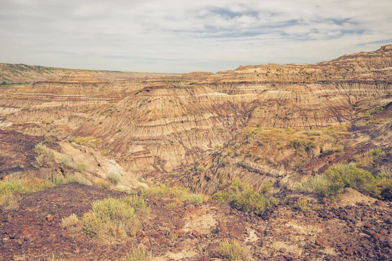 Barren Landscape of the Badlands of Drumheller Stock Image - Image of ...