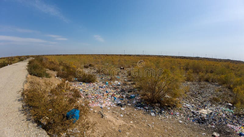 Barren Landscape with Scattered Trash Stock Image - Image of travel ...
