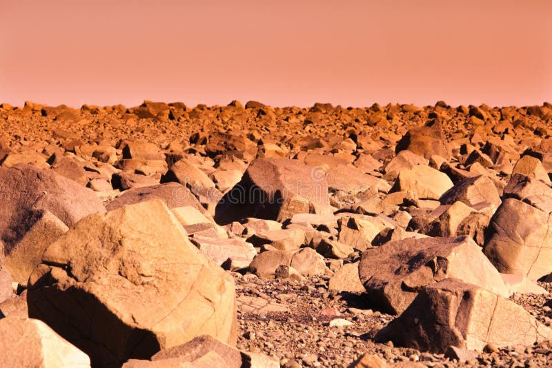Barren Rocky Landscape from Mars Stock Photo - Image of horizon, nature ...