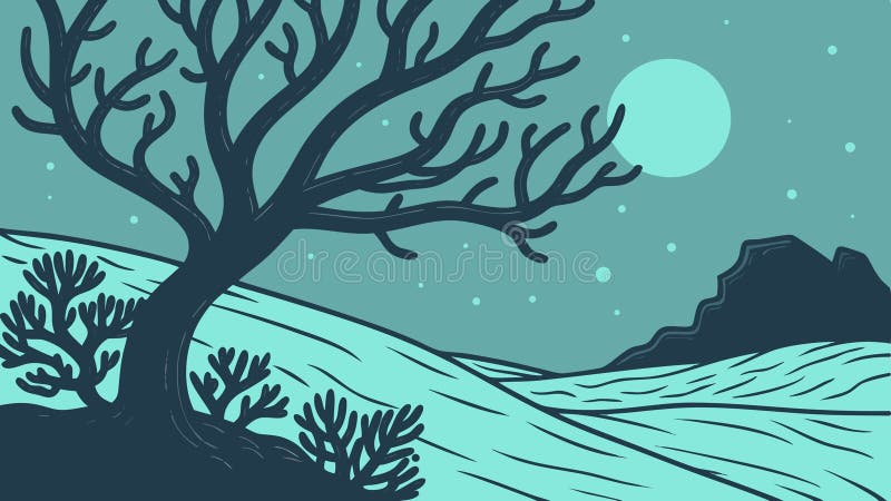 Barren Tree, Desolate Landscape Flat Vector Art, Vector Design ...