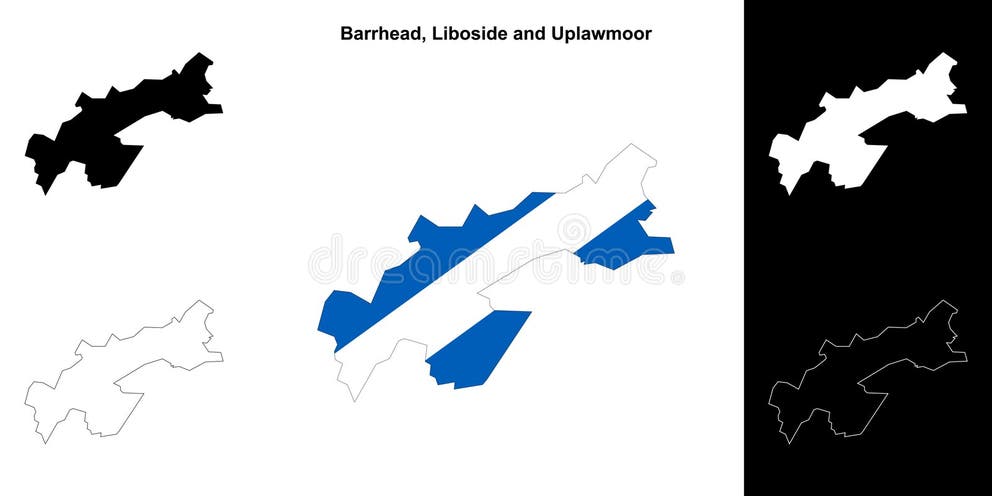 Barrhead, Liboside and Uplawmoor Outline Map Stock Vector ...