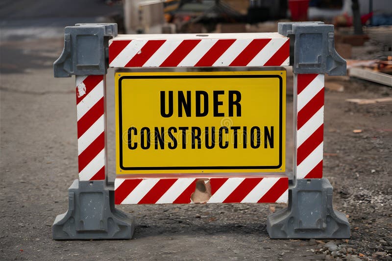 Barricade Block with Under Construction Sign, Emphasizing Safety and ...