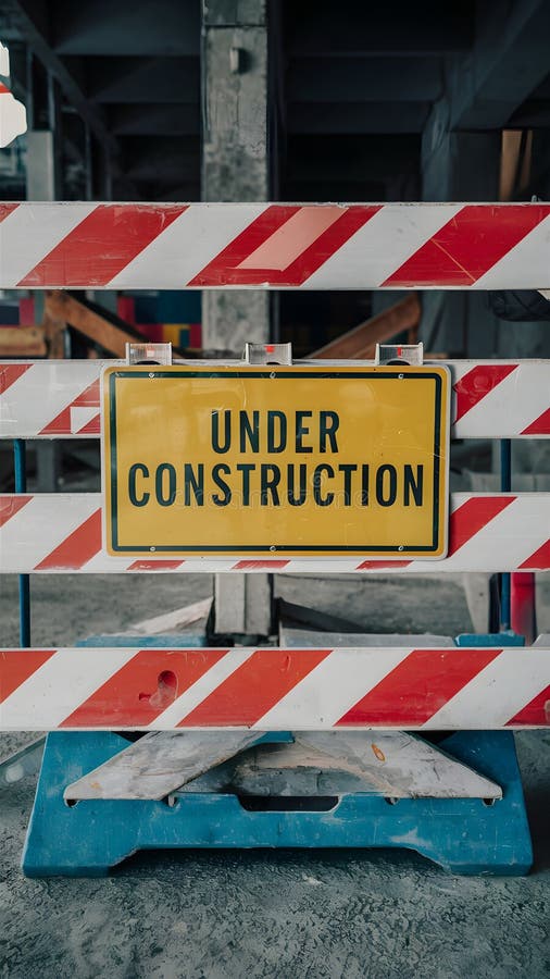 Barricade Block with Under Construction Sign, Emphasizing Safety and ...