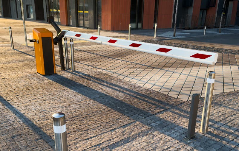 Barrier on the car parking stock image. Image of gated - 371467601