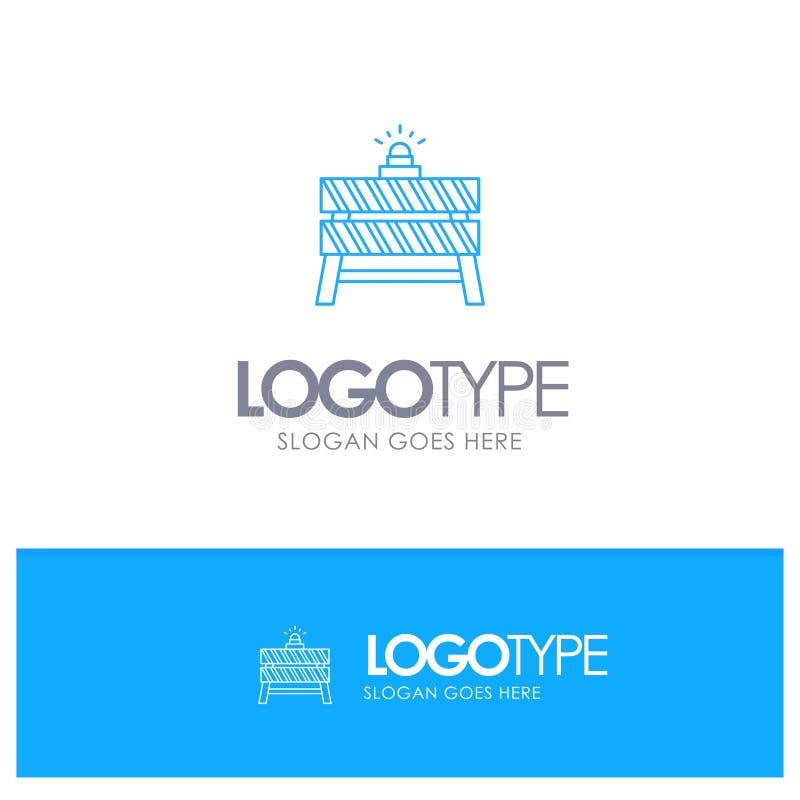 Barrier, Construction, Stop, Closed, Road Blue OutLine Logo with Place ...