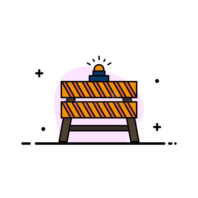 Barrier, Construction, Stop, Closed, Road Business Flat Line Filled ...