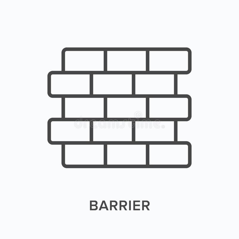 Barrier Flat Line Icon. Vector Outline Illustration of Brick Wall Stock ...