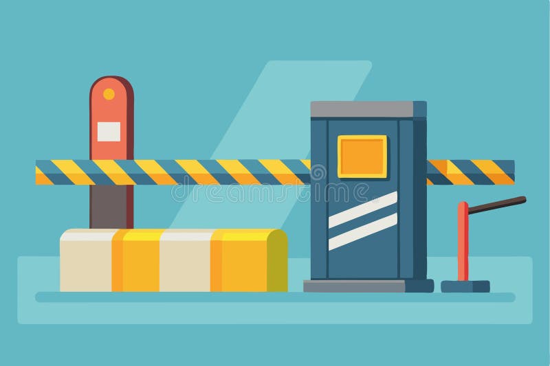 A Barrier Gate with Caution Stripes is Positioned at an Access Point ...