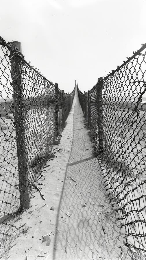 Barrier, Narrow Pathway Bordered by Chain-link Barrier Stretches into ...