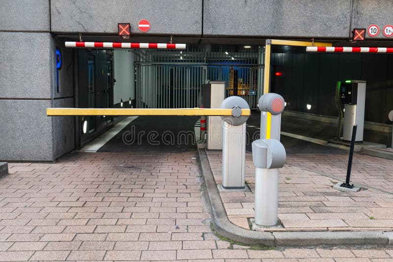 Barrier at the Parking Lot Exit of a Building. View of a Car Barrier ...
