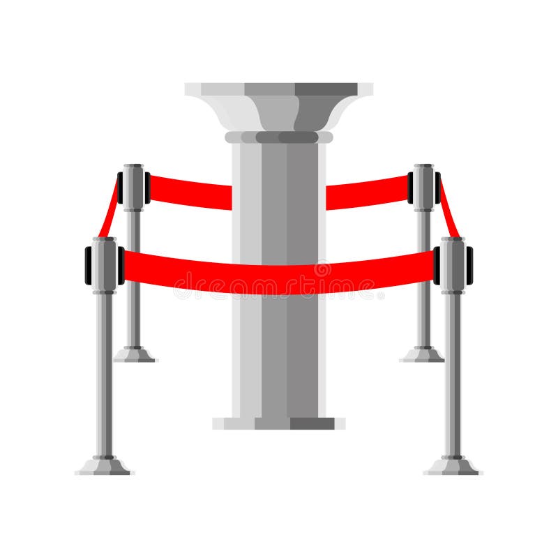 Barrier Red Fence with Pedestal Isolated. Vector Illustration Stock ...