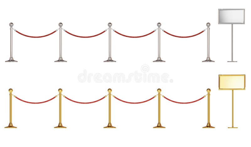 Barrier Rope and Notice Board Stock Illustration - Illustration of ...