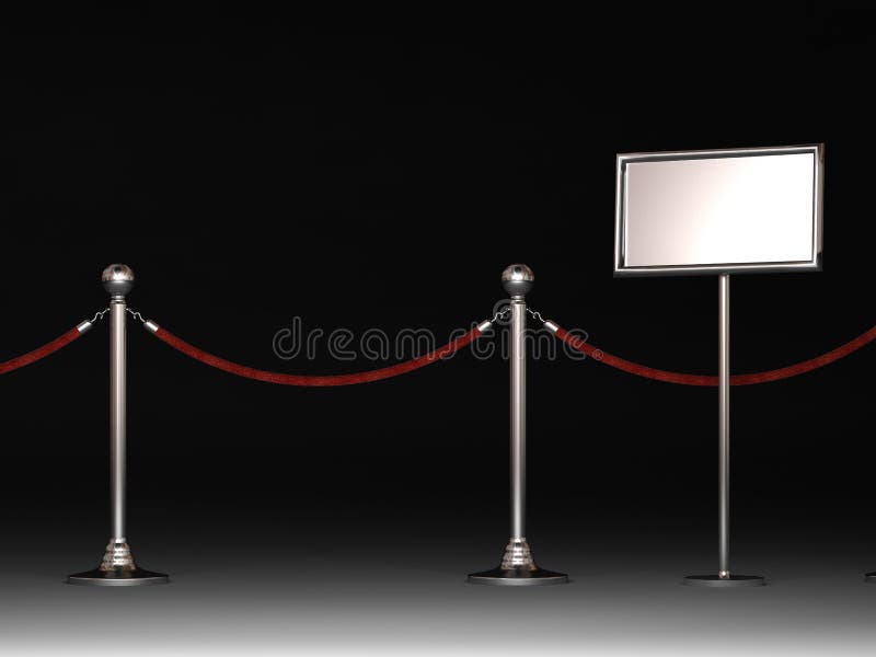 Barrier Rope and Notice Board Stock Illustration - Illustration of ...