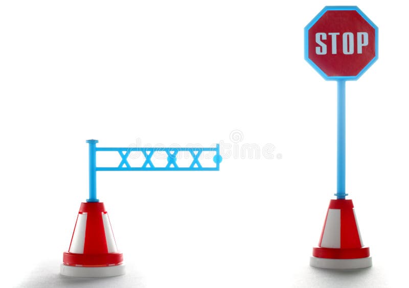 Barrier with Stop Road Sign Stock Photo - Image of sign, isolated: 13209840