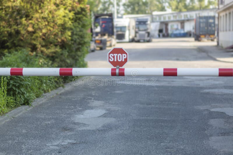 Barrier and Stop Sign on the Road Stock Image - Image of outdoor ...