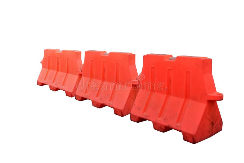 Red Plastic Barrier Isolated on White Background. Stock Image - Image ...