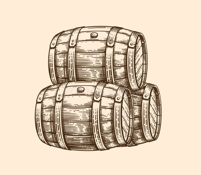 Barril De Madera Del Vector Ilustración del Vector - Ilustración de ...