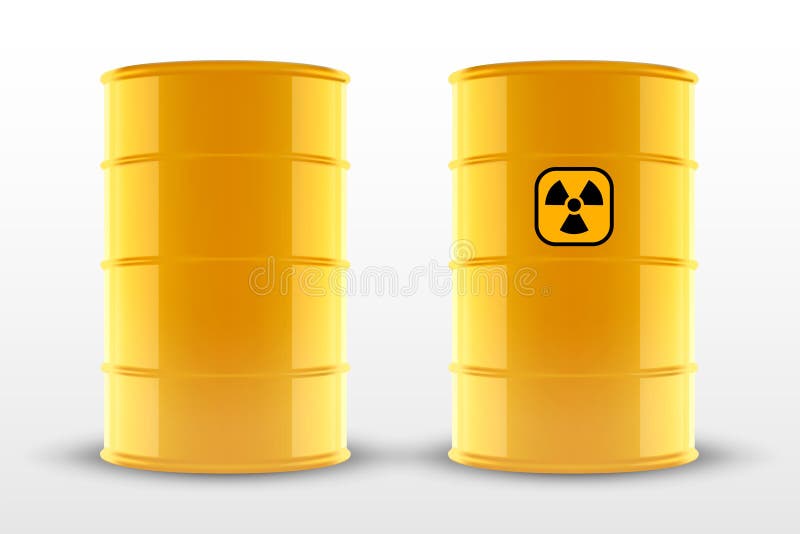 Barriles Amarillos Con Materiales Radiactivos Ilustración del Vector ...
