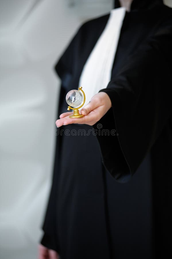 Barrister in Robe Holding Globe in Hand Stock Image - Image of ...