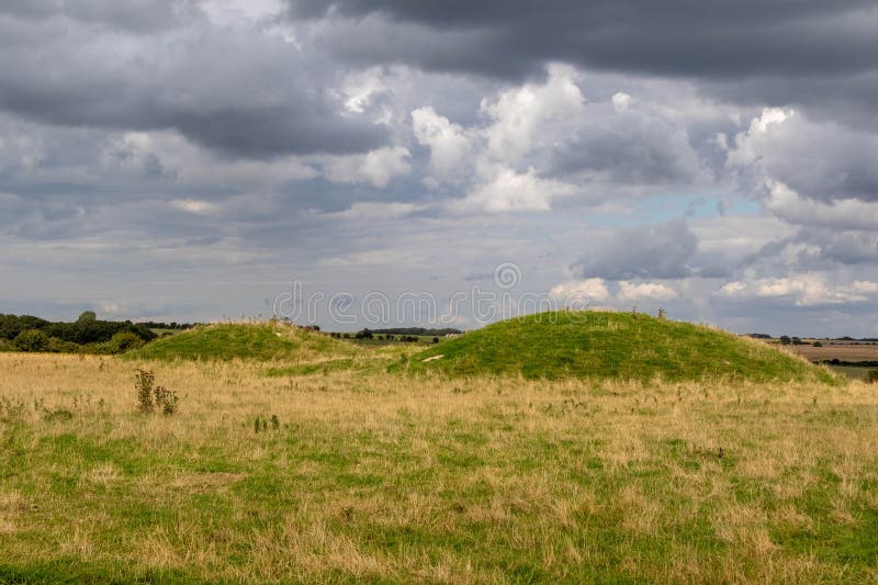 Barrows in the Wiltshire Countryside Stock Photo - Image of long ...