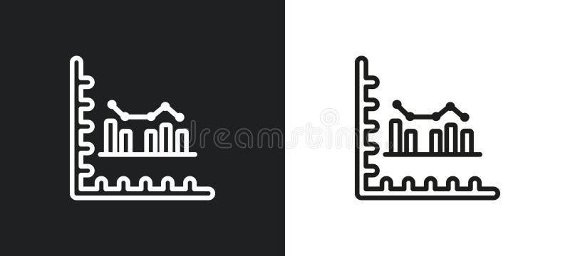 Bars Chart Analysis Outline Icon in White and Black Colors. Bars Chart ...