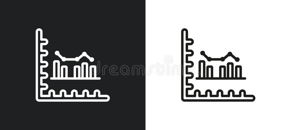 Bars Chart Analysis Outline Icon in White and Black Colors. Bars Chart Analysis Flat Vector Icon ...