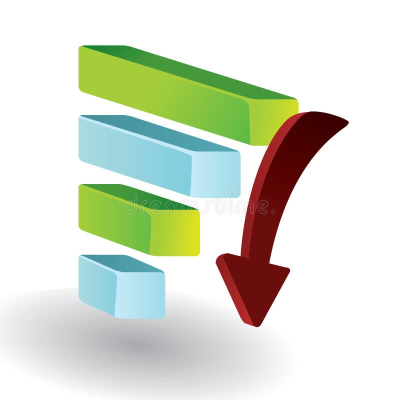 Bars with Down Arrow. Vector Illustration Decorative Design Stock ...