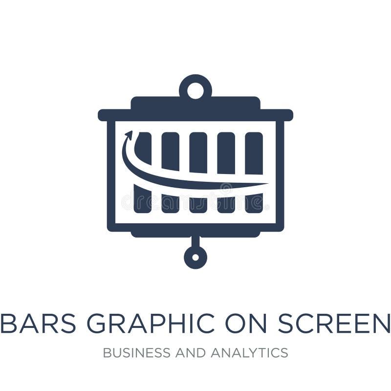 Bars Graphic on Screen Icon. Trendy Flat Vector Bars Graphic on Stock ...