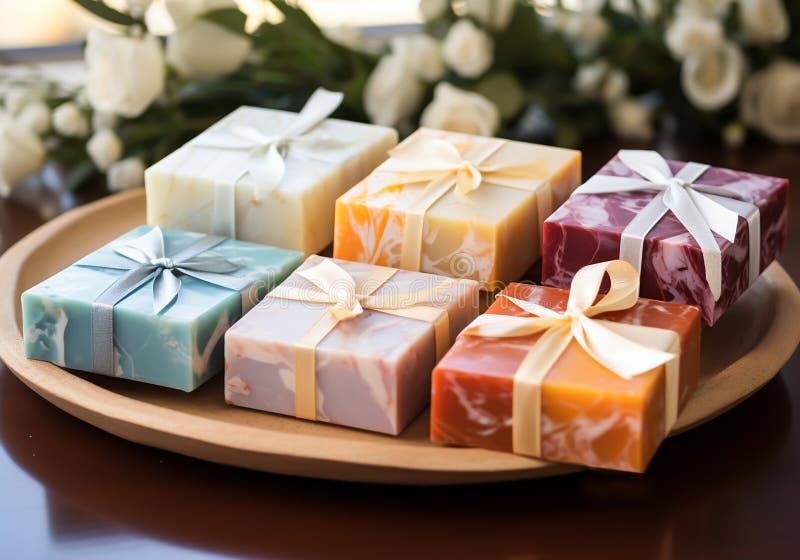 Bars of Natural Handmade Soap with Abstract Patterns. Spa Organic ...