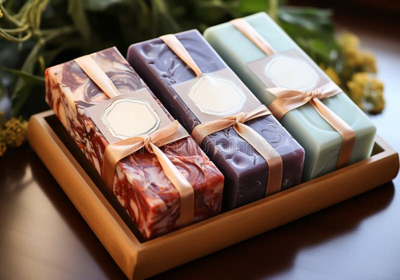 Bars of Natural Handmade Soap with Abstract Patterns. Spa Organic ...