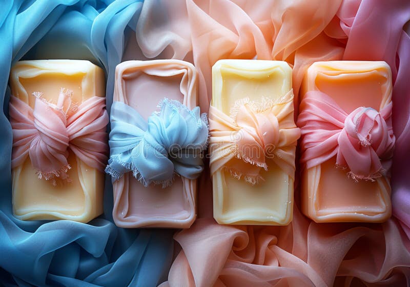 Bars of Natural Handmade Soap with Abstract Patterns. Spa Organic ...