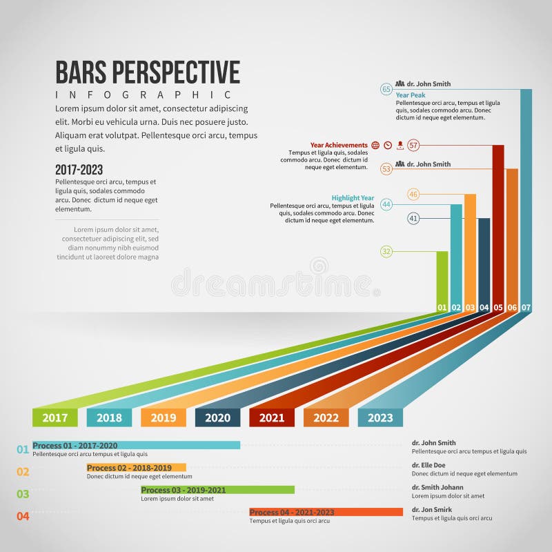 Perspective Infographic Pillars with Shadows. Presentation Template. 5 ...