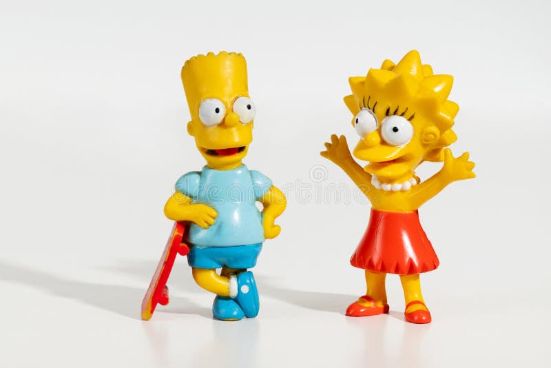 Bart and Lisa Simpson Figurines Standing on White Background Editorial ...