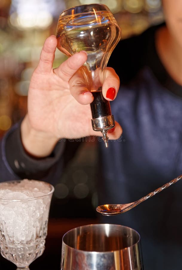 Bartender is Adding Bitter To Shaker Stock Photo - Image of leisure ...