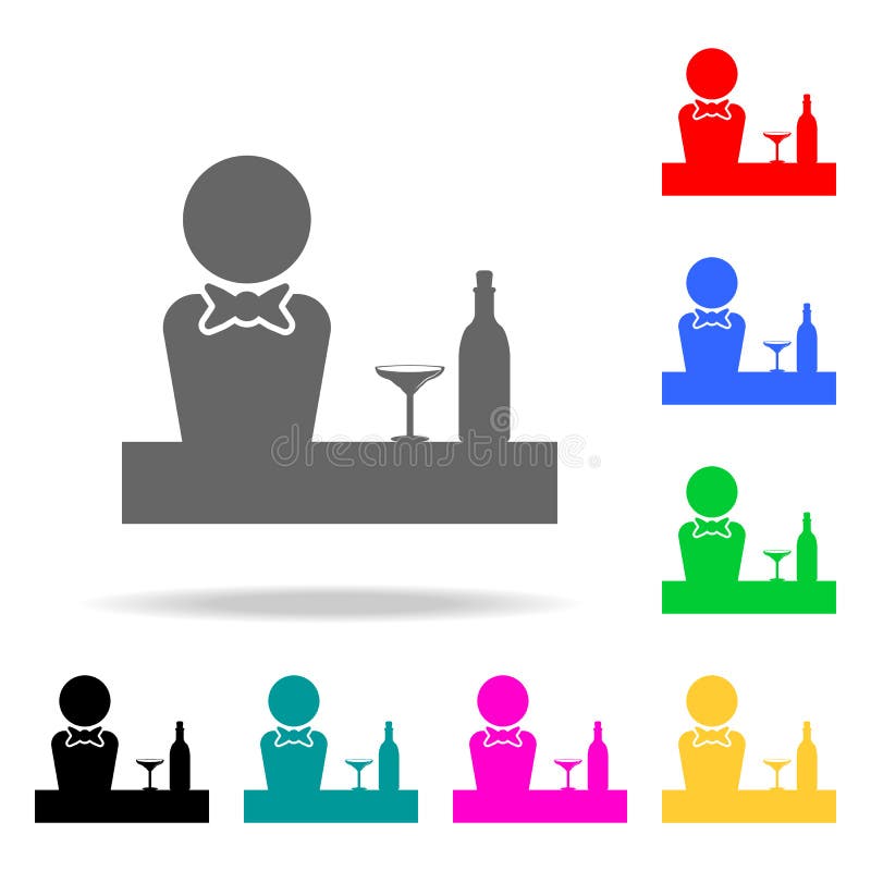 Bartender at the Bar Icon. Elements of Bar in Multi Colored Icons ...