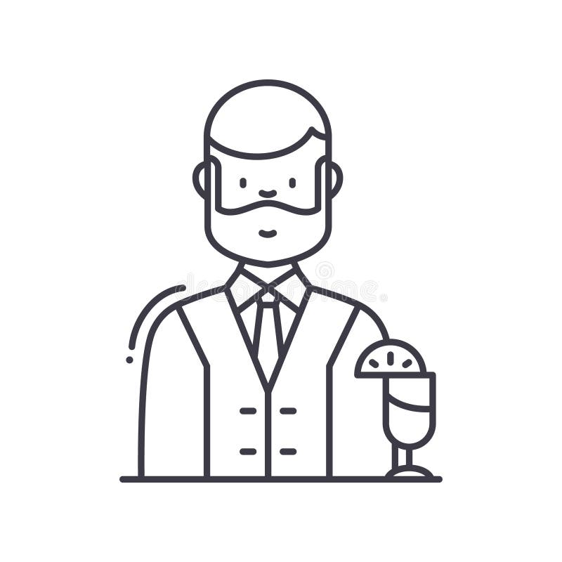 Bartender in Bar Icon, Linear Isolated Illustration, Thin Line Vector ...