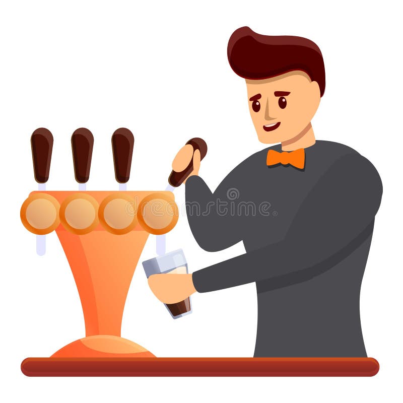 Bartender Beer Icon, Cartoon Style Stock Vector - Illustration of ...