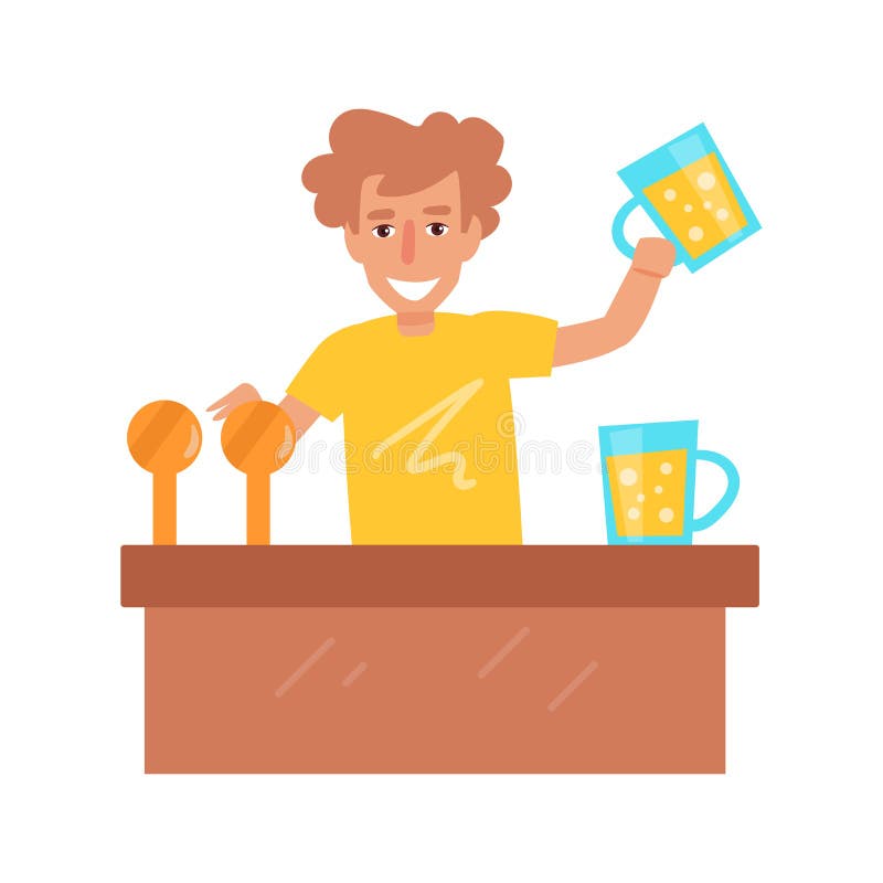 Bartender behind the bar. stock vector. Illustration of barman - 112680749