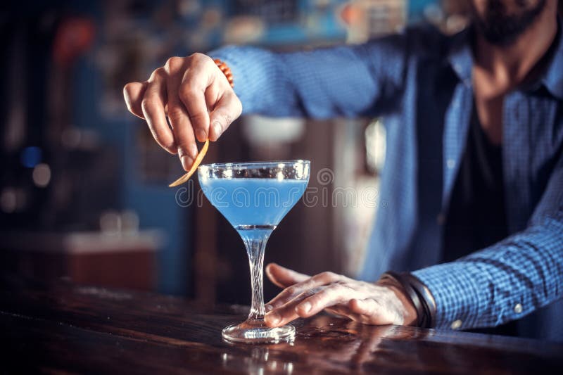 Bartender Makes a Cocktail on the Saloon Stock Image - Image of ...