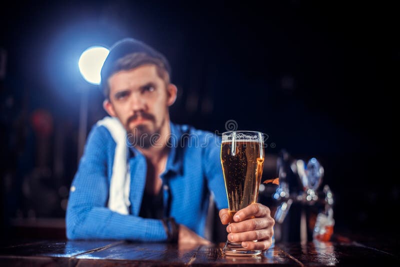 Bartender Creates a Cocktail in the Saloon Stock Image - Image of ...