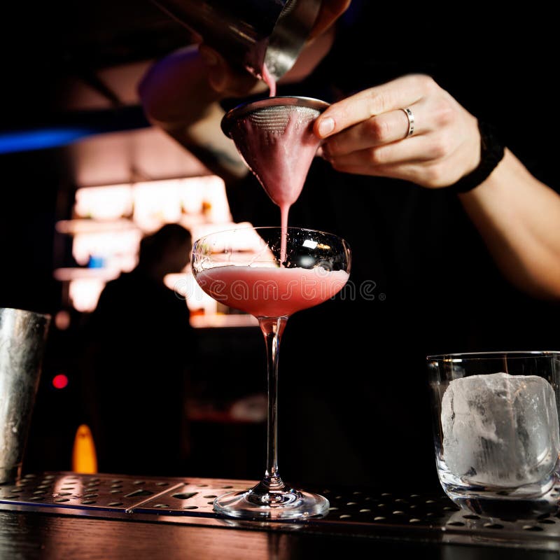 Bartender Making Beverages for Two Women Stock Image - Image of ...