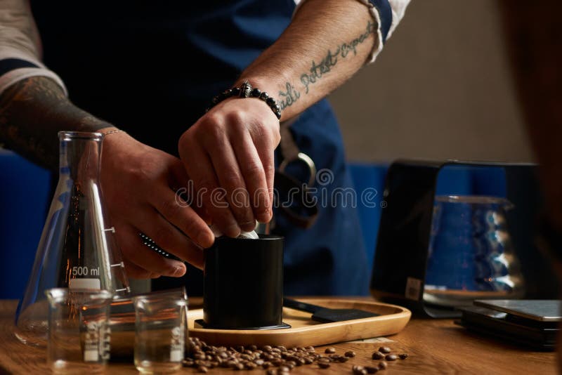 Bartender Making Alternative Coffee Stock Image - Image of aroma ...