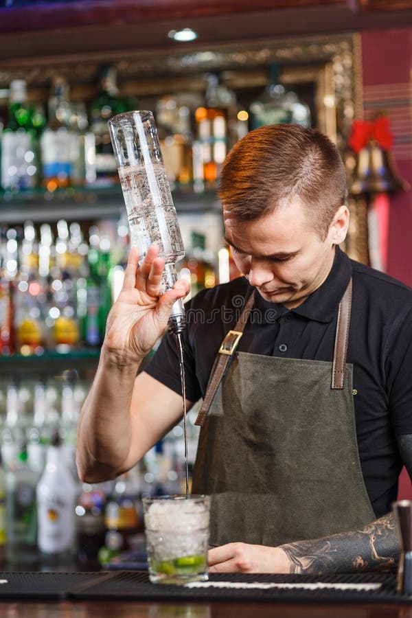 The Bartender Making Cocktail Stock Image - Image of casual, barman ...