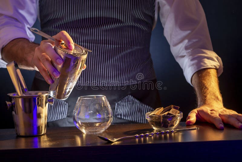 Bartender Making a Cocktail Stock Photo - Image of bartender, counter ...