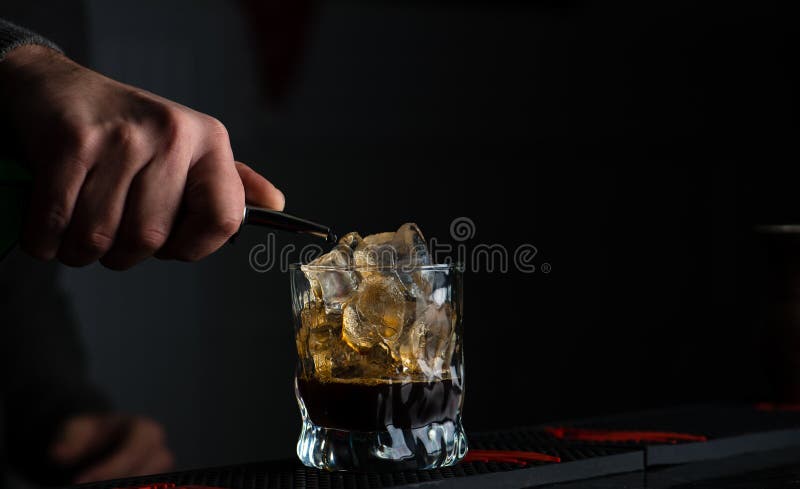 Bartender Mixer Pouring Cocktail into Glasses Stock Image - Image of ...