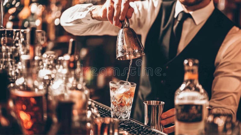 Bartender Mixing a Cocktail at a Bar Stock Image - Image of preparation ...