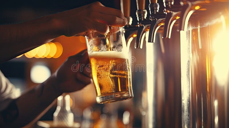 Bartender Pouring Beer in Glass Stock Photo - Image of transparent ...